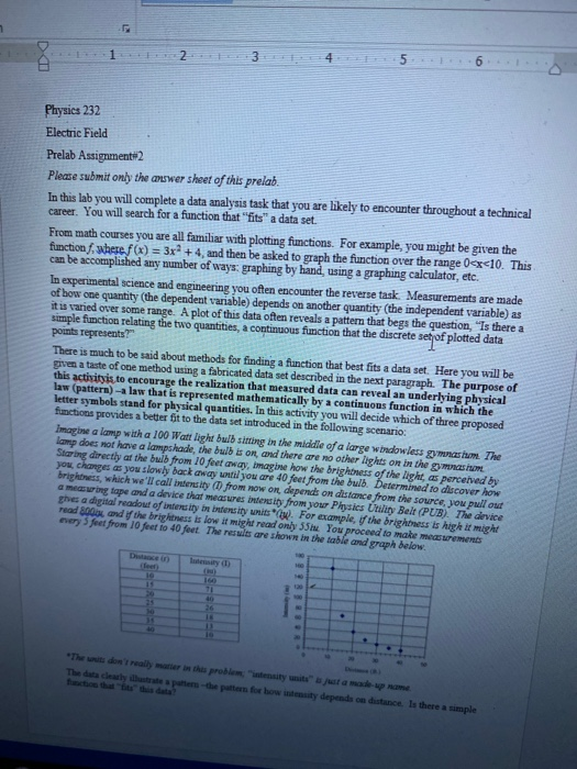 Physics 232 Electric Field Prelab Assignment#2 Please | Chegg.com