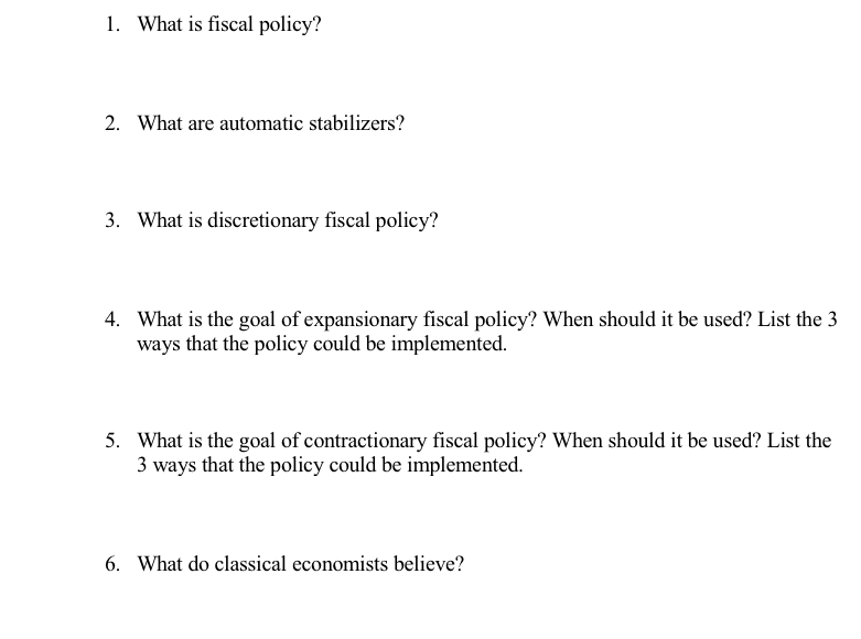 Solved What is fiscal policy?What are automatic | Chegg.com
