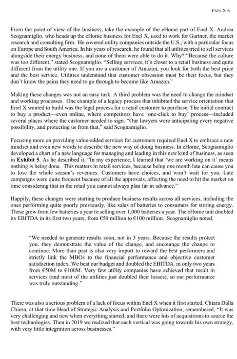 Enel X: Driving Digital Transformation in the Energy | Chegg.com