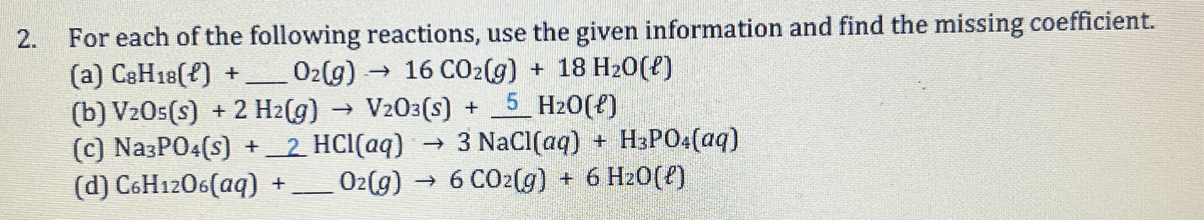Solved For each of the following reactions, use the given | Chegg.com