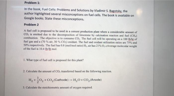 Solved Problem 1: In the book, Fuel Cells: Problems and | Chegg.com