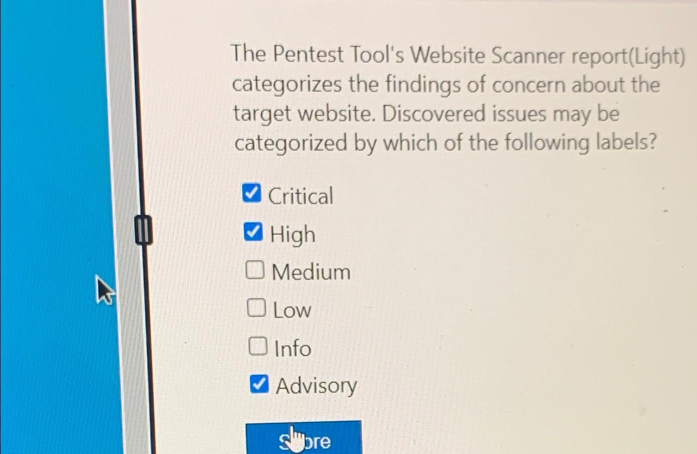 Solved The Pentest Tool's Website Scanner report(Light) | Chegg.com