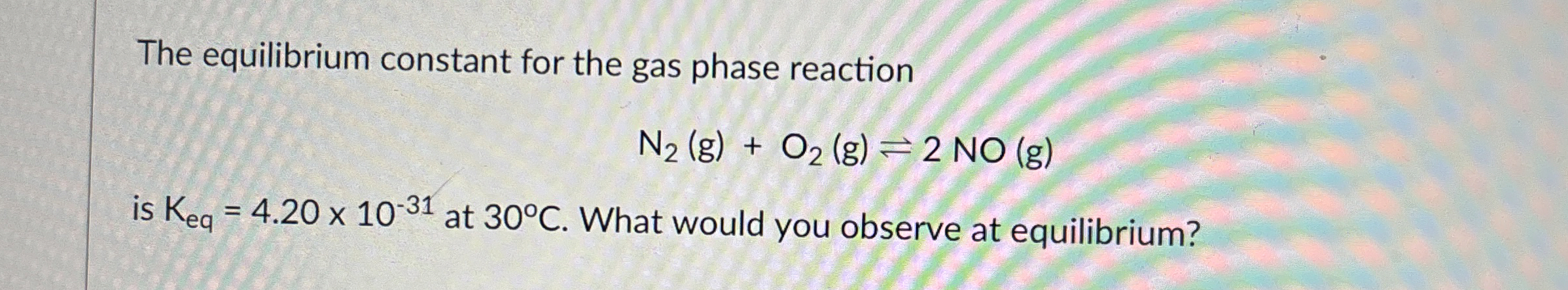 Solved The equilibrium constant for the gas phase | Chegg.com