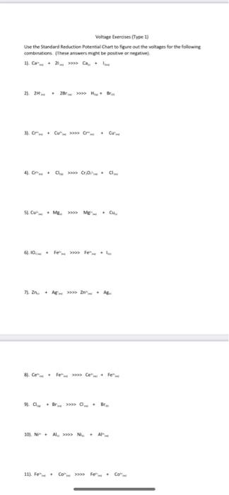 Solved Voltage series (1) Use the Standard Reduction | Chegg.com