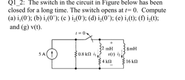 Solved Using LaPlace Transform: The switch in the circuit in | Chegg.com