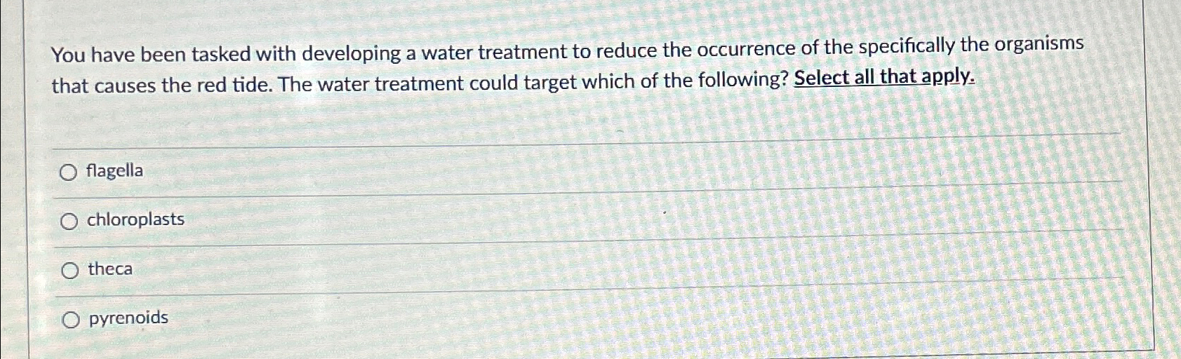 Solved You have been tasked with developing a water | Chegg.com