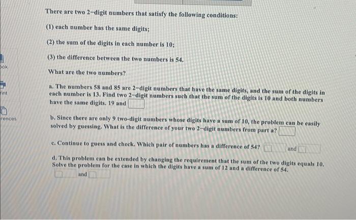 Solved There are two 2-digit numbers that satisfy the | Chegg.com
