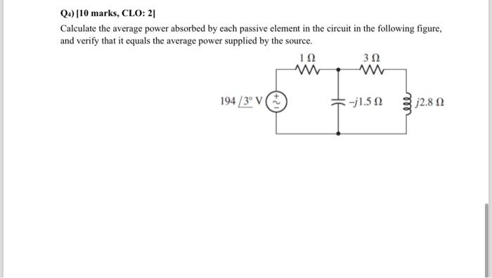 Solved Calculate the average power absorbed by each passive | Chegg.com