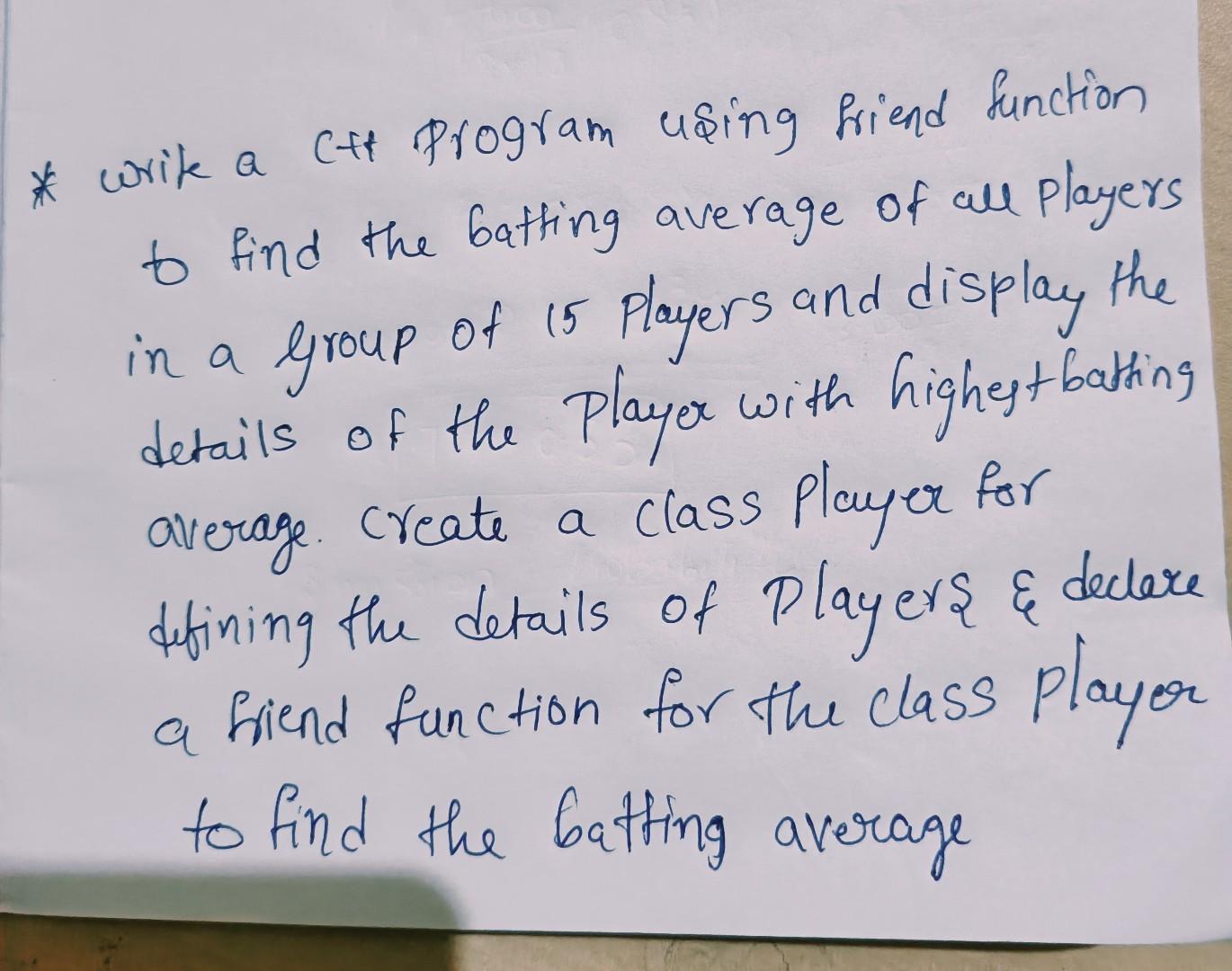 Solved * * write a CA Program using friend function o find | Chegg.com