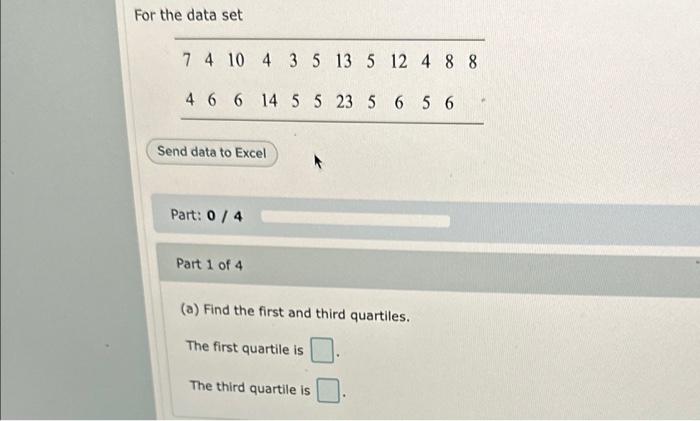 Solved For the data set Part: 0 / 4 Part 1 of 4 (a) Find the | Chegg.com