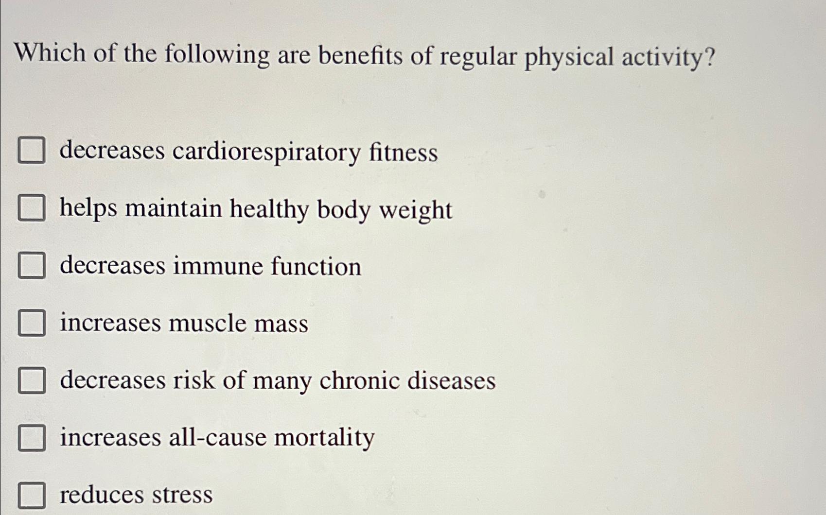 Solved Which of the following are benefits of regular | Chegg.com