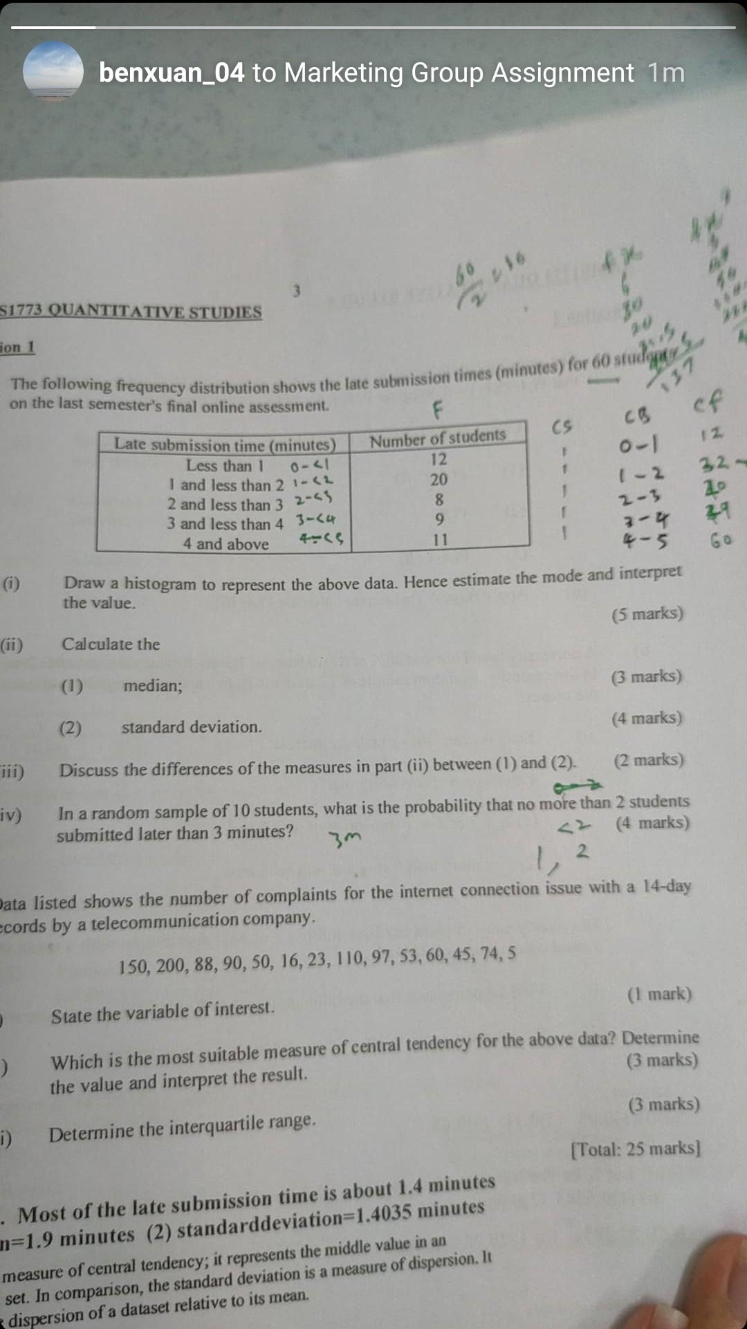 Solved In a random sample of 10 students, what is the | Chegg.com
