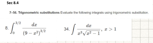 Solved Sec 8.4Questions 8 ﻿and 347-56. ﻿Trigonometric | Chegg.com