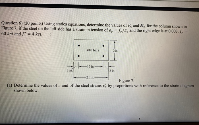 Solved Question 6 20 Points Using Statics Equations