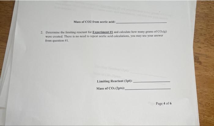 Solved Part II: Limiting Reactant Calculations In this | Chegg.com