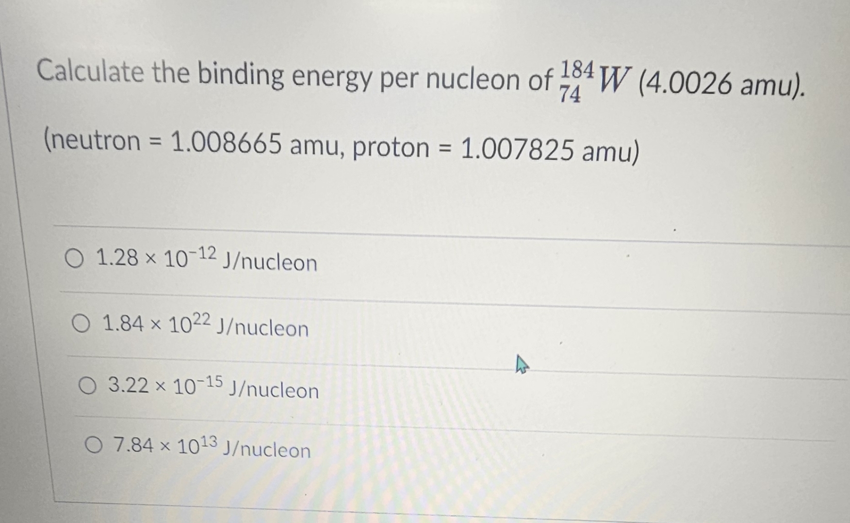 Solved Calculate the binding energy per nucleon of | Chegg.com