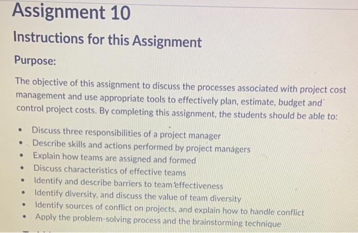 Solved Instructions for this Assignment Purpose: The | Chegg.com