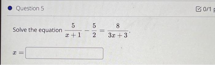 Solved Solve the equation x+15−25=3x+38 x= | Chegg.com
