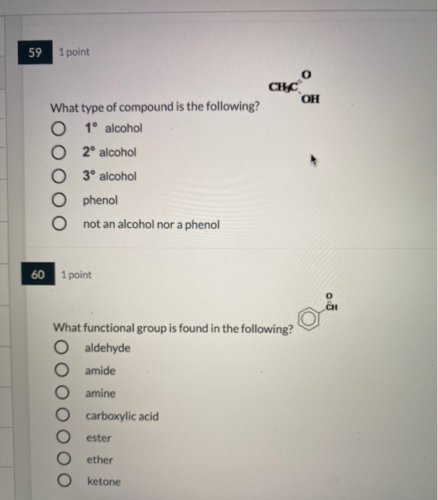 Solved 56 1 point CH CH CCH OH CH What type of compound is | Chegg.com