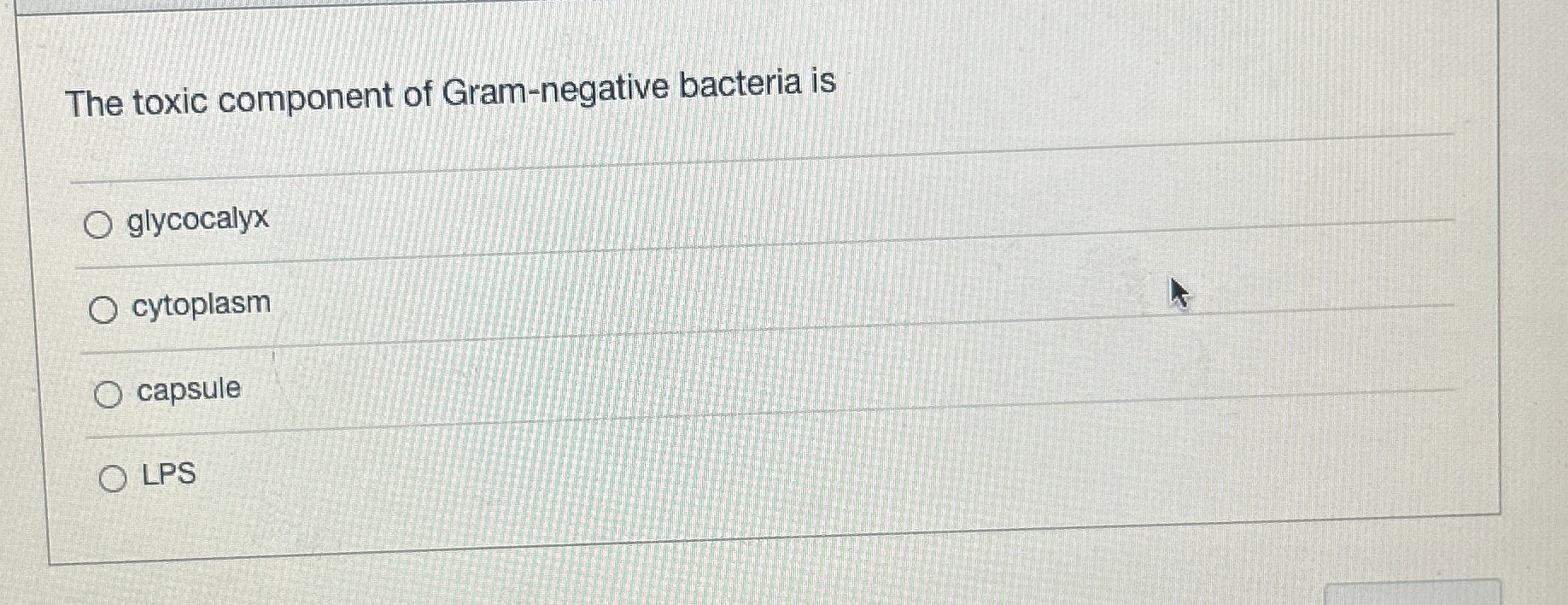 Solved The toxic component of Gram-negative bacteria | Chegg.com