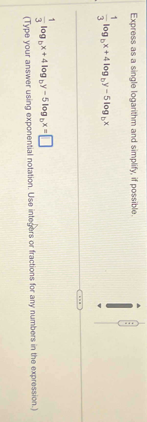 Solved Express as a single logarithm and simplify, if | Chegg.com