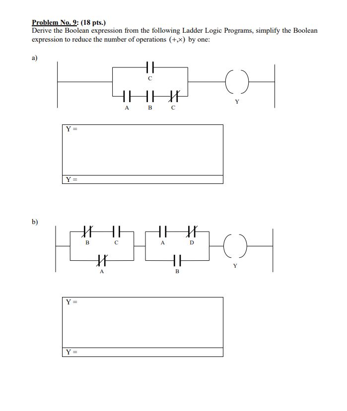 Solved Problem No. 9: (18 ﻿pts.)Derive the Boolean | Chegg.com