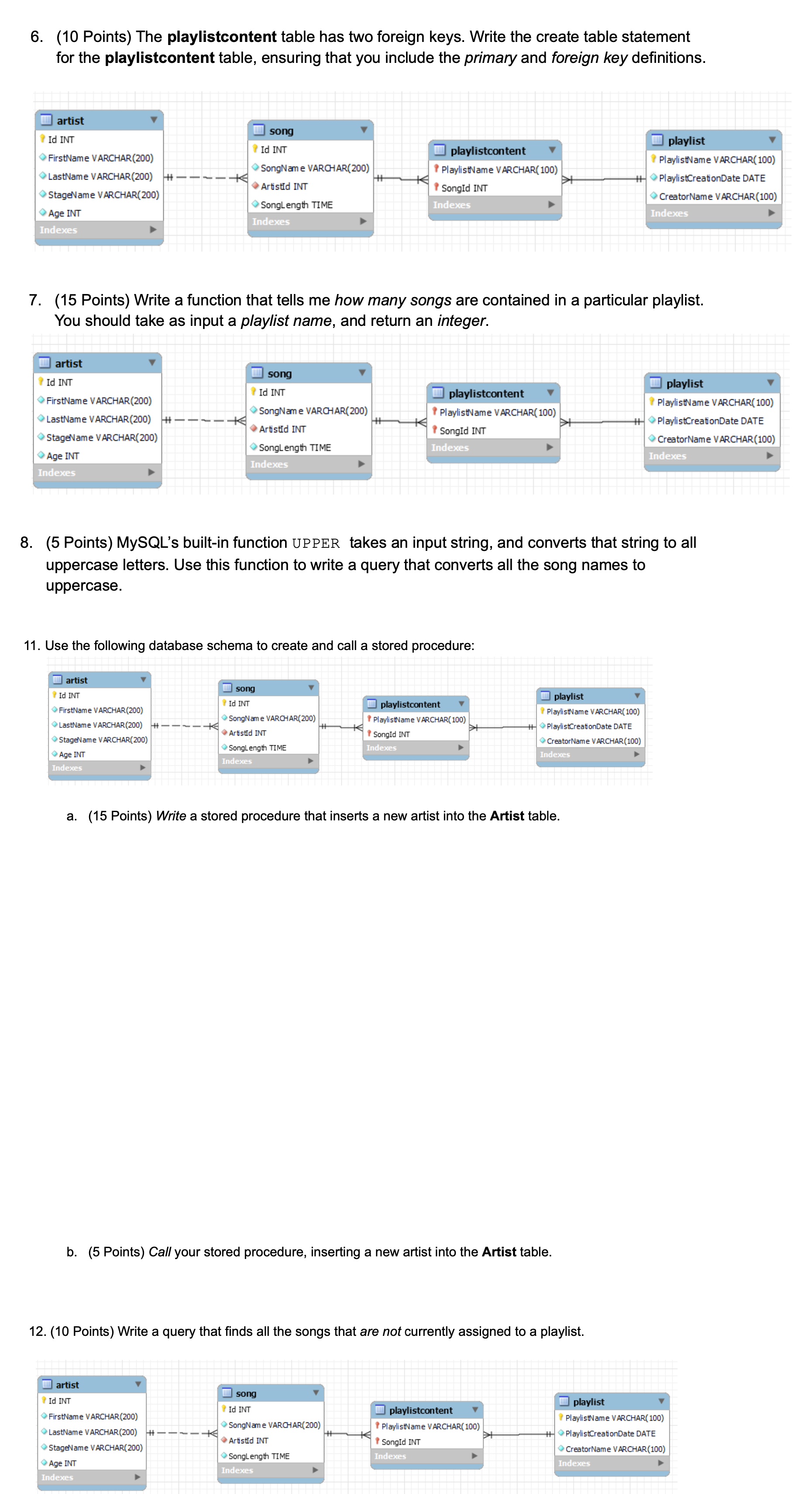 Solved Please answer all questions in SQL:(5 ﻿Points) | Chegg.com