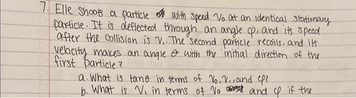 Solved Elle shoots a particle with speed V0 at an identical | Chegg.com