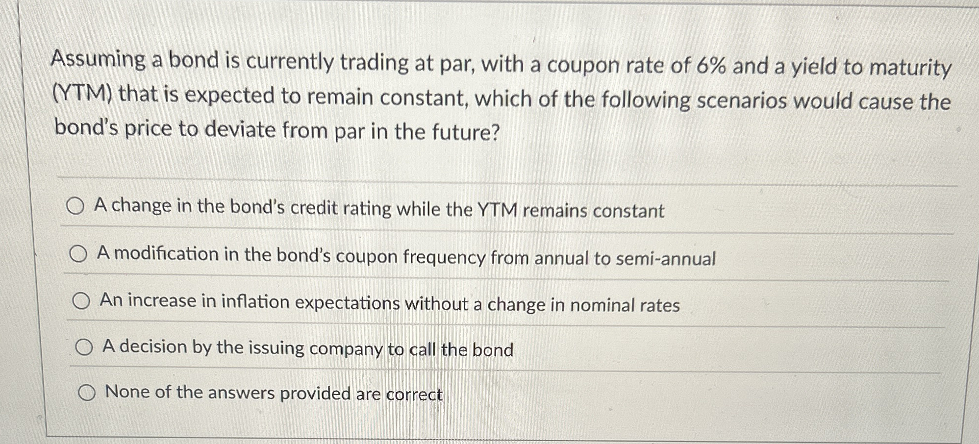 Solved Assuming a bond is currently trading at par, with a | Chegg.com