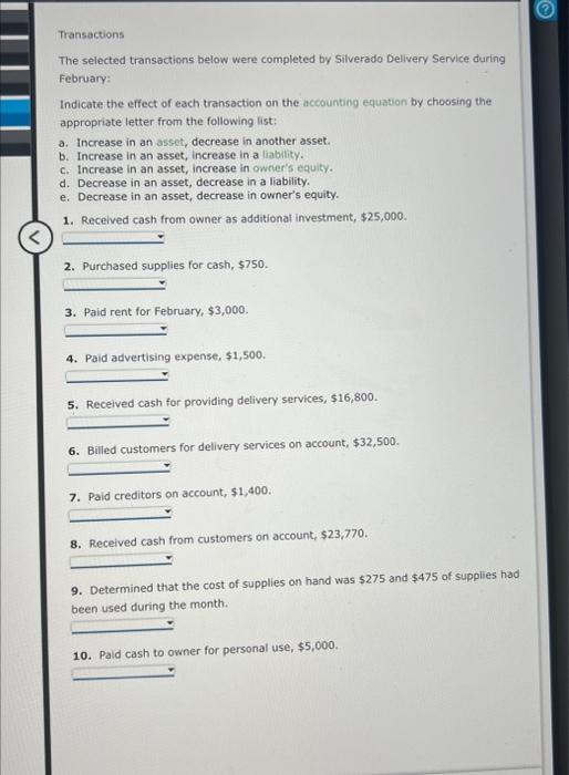 Solved Transactions The selected transactions below were | Chegg.com