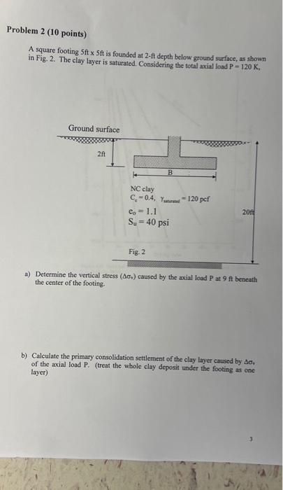 Solved A square footing 5ft×5ft is founded at 2 -ft depth | Chegg.com