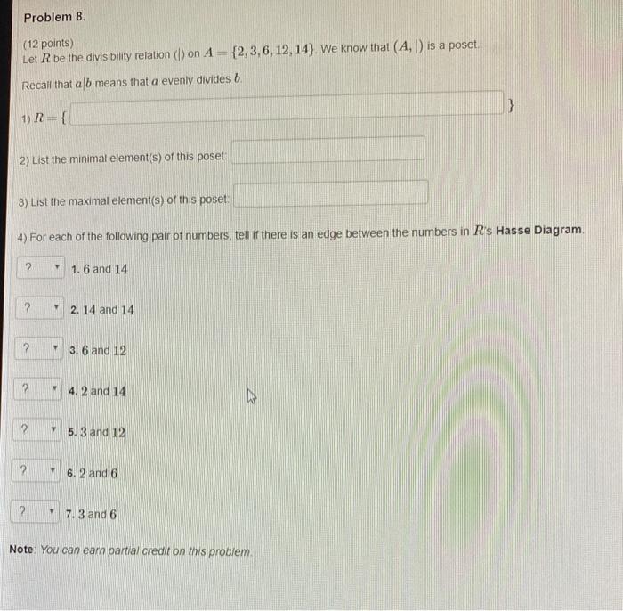 Solved Problem 8. (12 points) Let R be the divisibility | Chegg.com