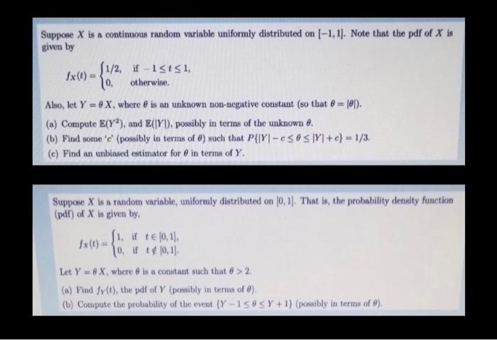 Solved Suppose X is a continuous random variable uniformly | Chegg.com