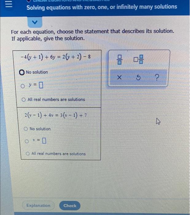 Solved Solving equations with zero, one, or infinitely many | Chegg.com