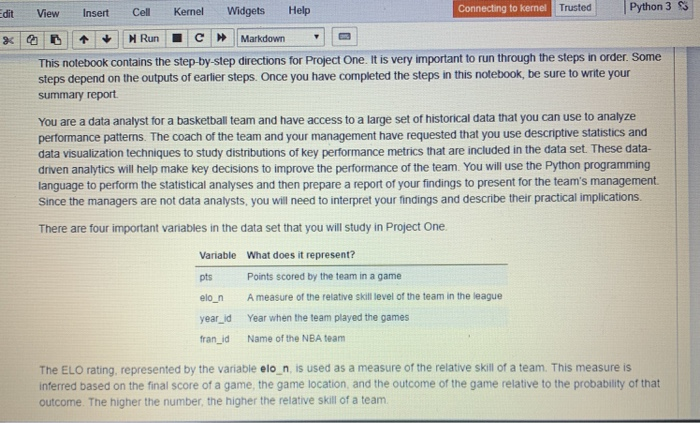 Solved Edit View Insert Cell Kernel Widgets Help Not Trusted | Chegg.com