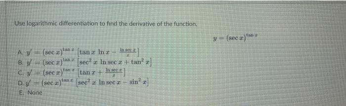 Solved Use logarithmic differentiation to find the | Chegg.com