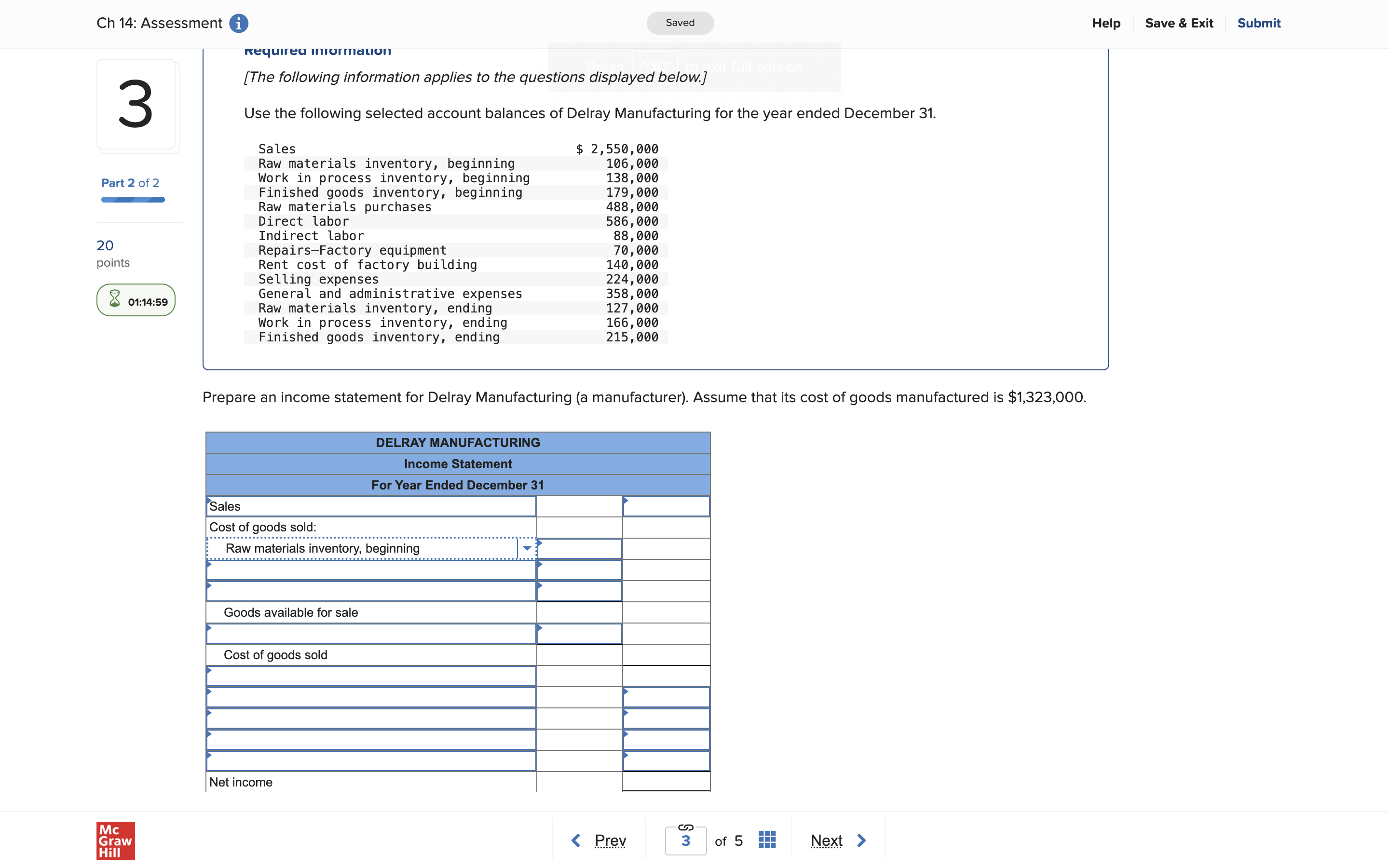 Solved Ch 14: Assessment iSavedHelpSave & ExitSubmit3 [The | Chegg.com