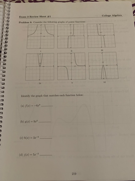 Solved Exam 3 Review Sheet1 College Algebra Problem 8. | Chegg.com
