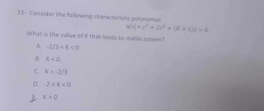 Solved 11- Consider the following characteristic | Chegg.com