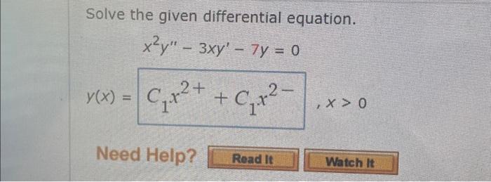 Solved Solve the given differential equation. x²y" - 3xy' - | Chegg.com