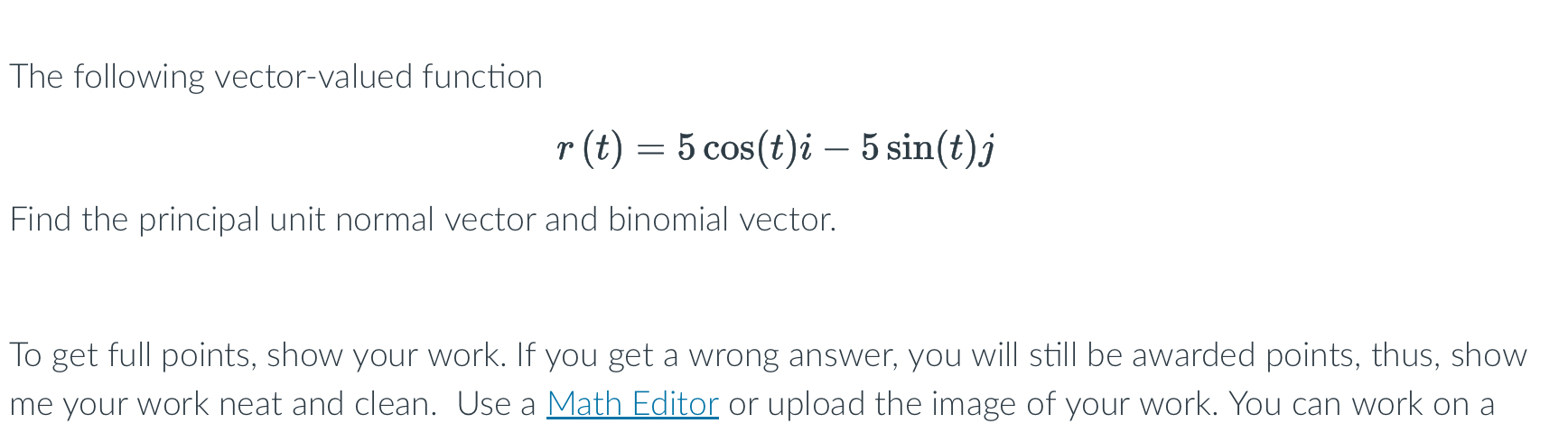 Solved The following vector-valued | Chegg.com