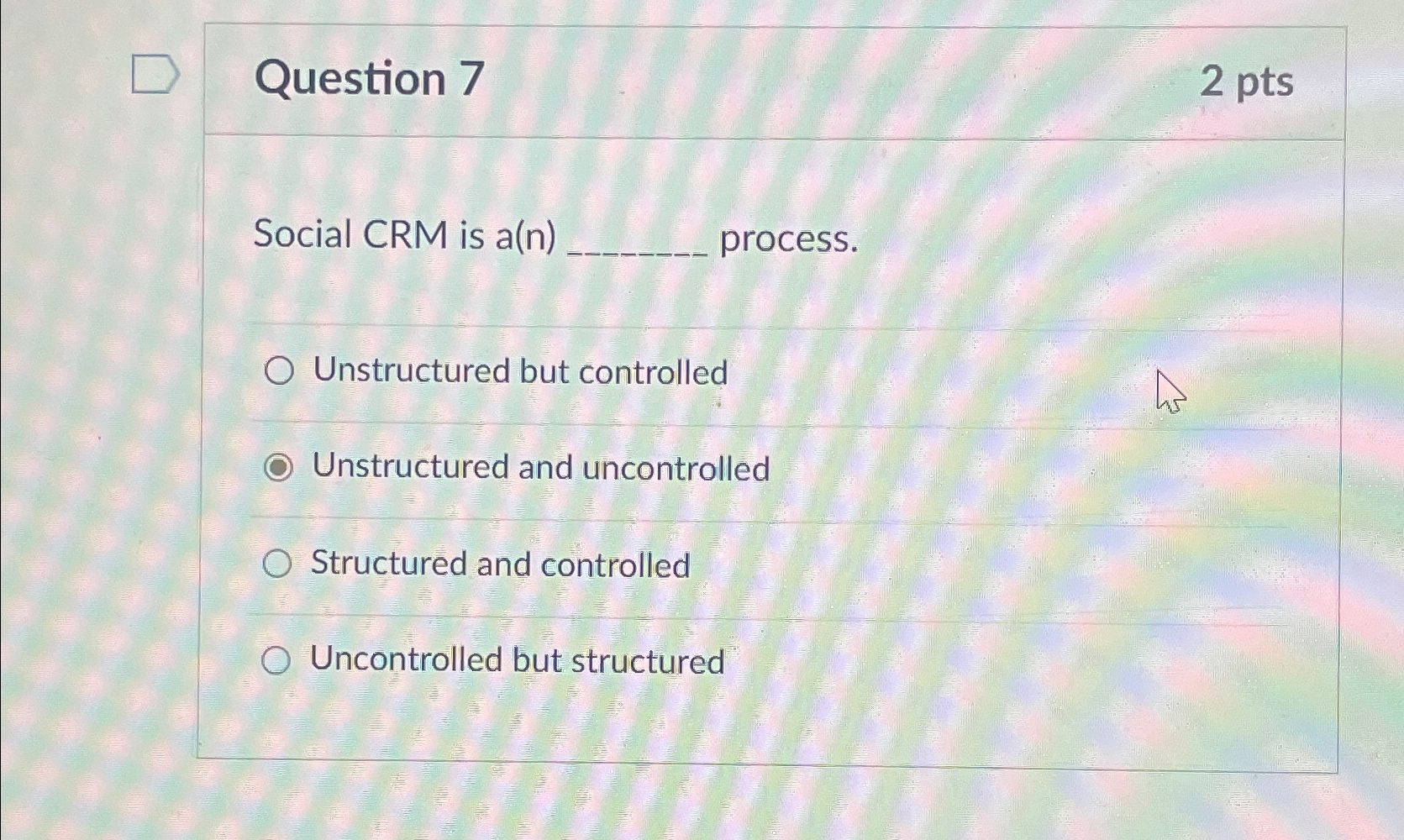 Solved Question 72 ﻿ptsSocial CRM is a(n) | Chegg.com