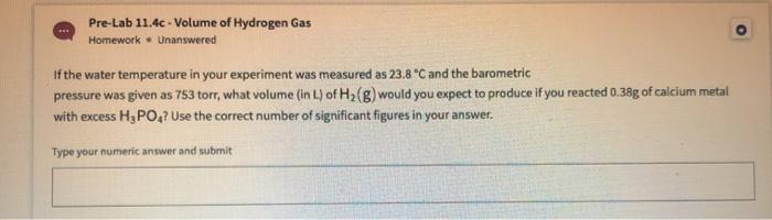 Solved Pre-Lab 11.4b - Moles Hydrogen Gas Homework – | Chegg.com