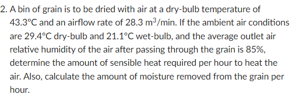 Solved A bin of grain is to be dried with air at a dry-bulb | Chegg.com