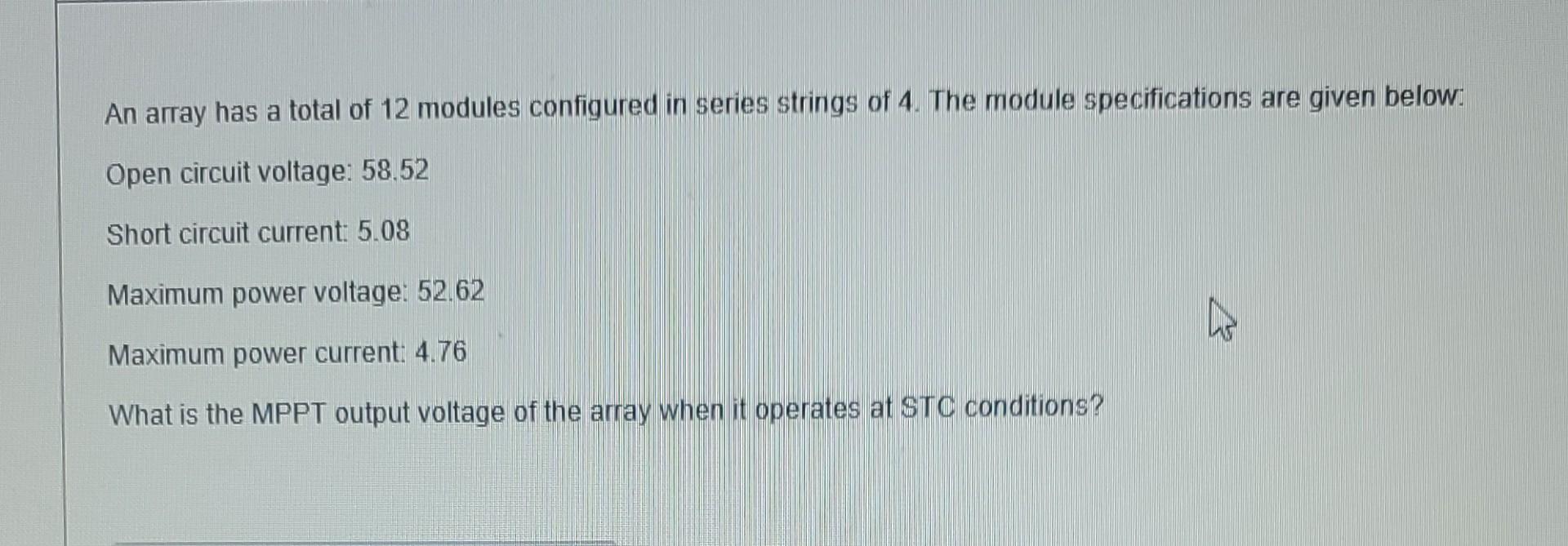 Solved An array has a total of 12 modules configured in | Chegg.com