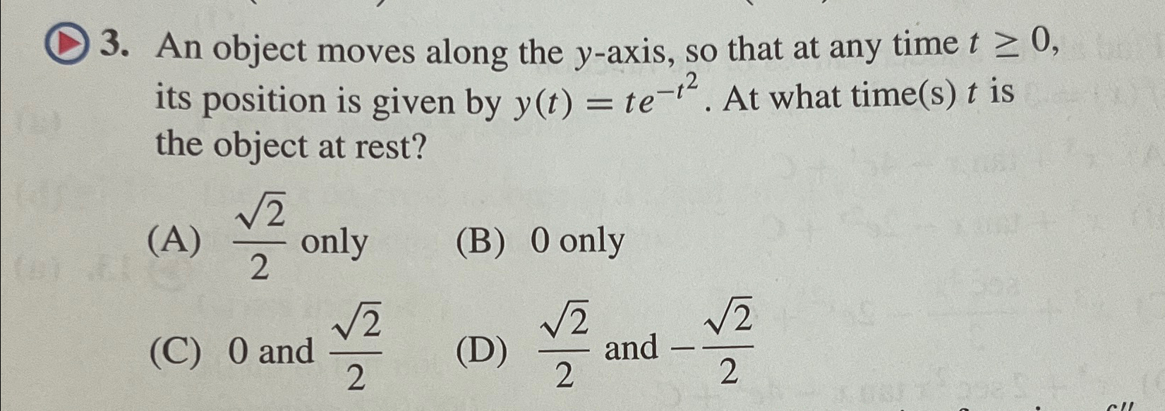 Solved An object moves along the y-axis, so that at any time | Chegg.com