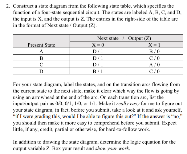 Solved Construct a state diagram from the following state | Chegg.com