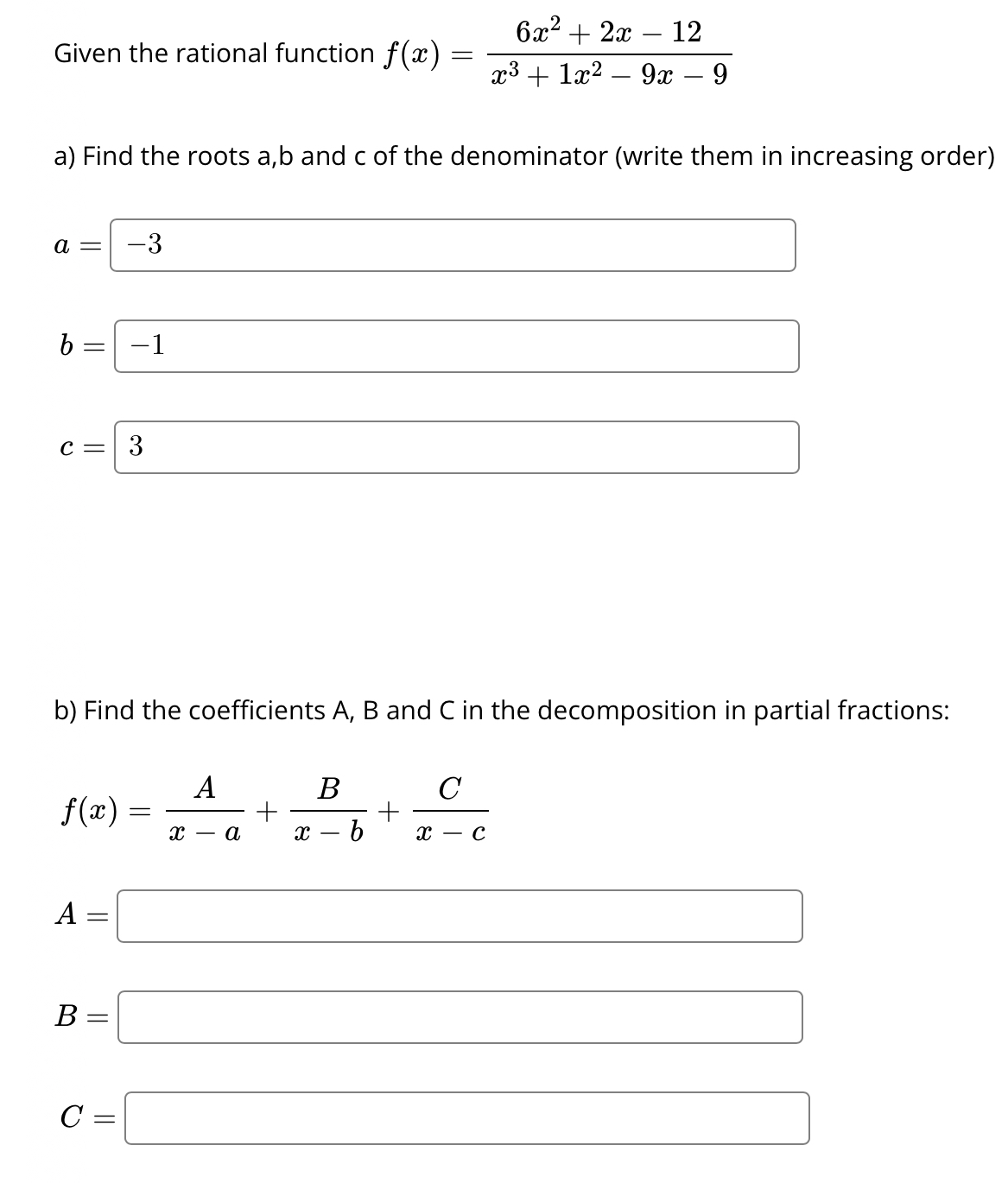 Solved Given the rational function | Chegg.com