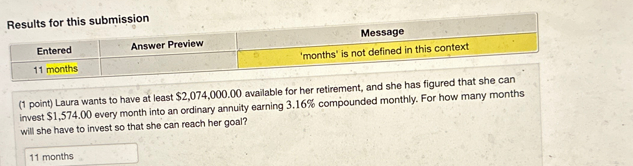 Solved Results for this submission\table[[Entered,Answer | Chegg.com