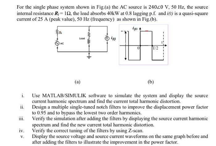 For the single phase system shown in Fig.(a) the AC | Chegg.com